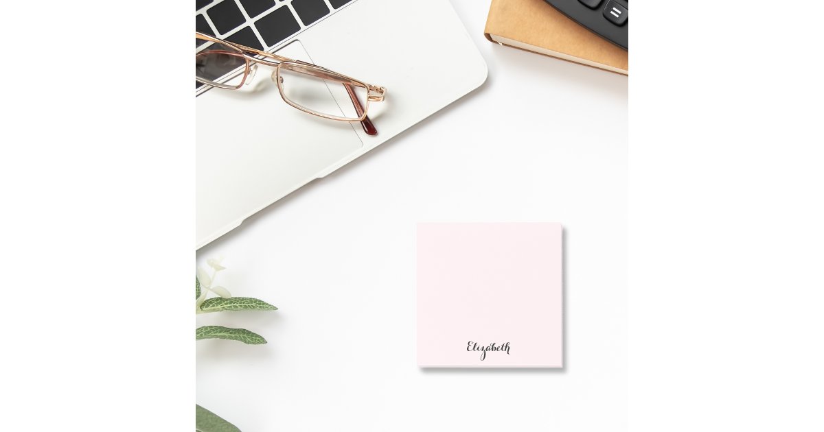 Personalized Name Elegant Script Pink Home Office Post-it Notes | Zazzle