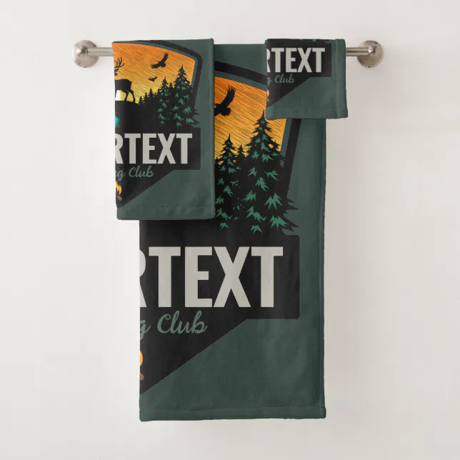 Personalized NAME Elk Hunting Wilderness Sunset Bath Towel Set | Zazzle
