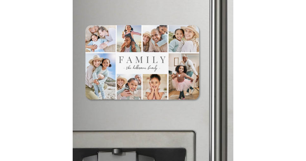 Personalized Name Family Photo Collage Magnet | Zazzle