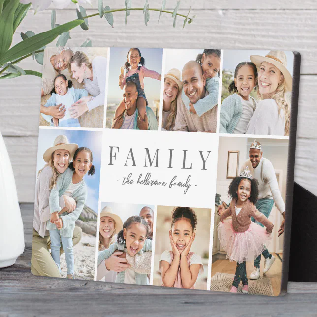 Personalized Name Family Photo Collage Plaque | Zazzle