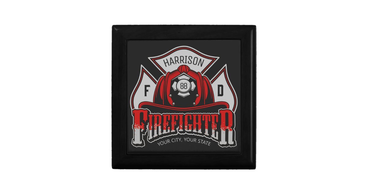 Personalized NAME Firefighter Helmet Fire Rescue Gift Box | Zazzle