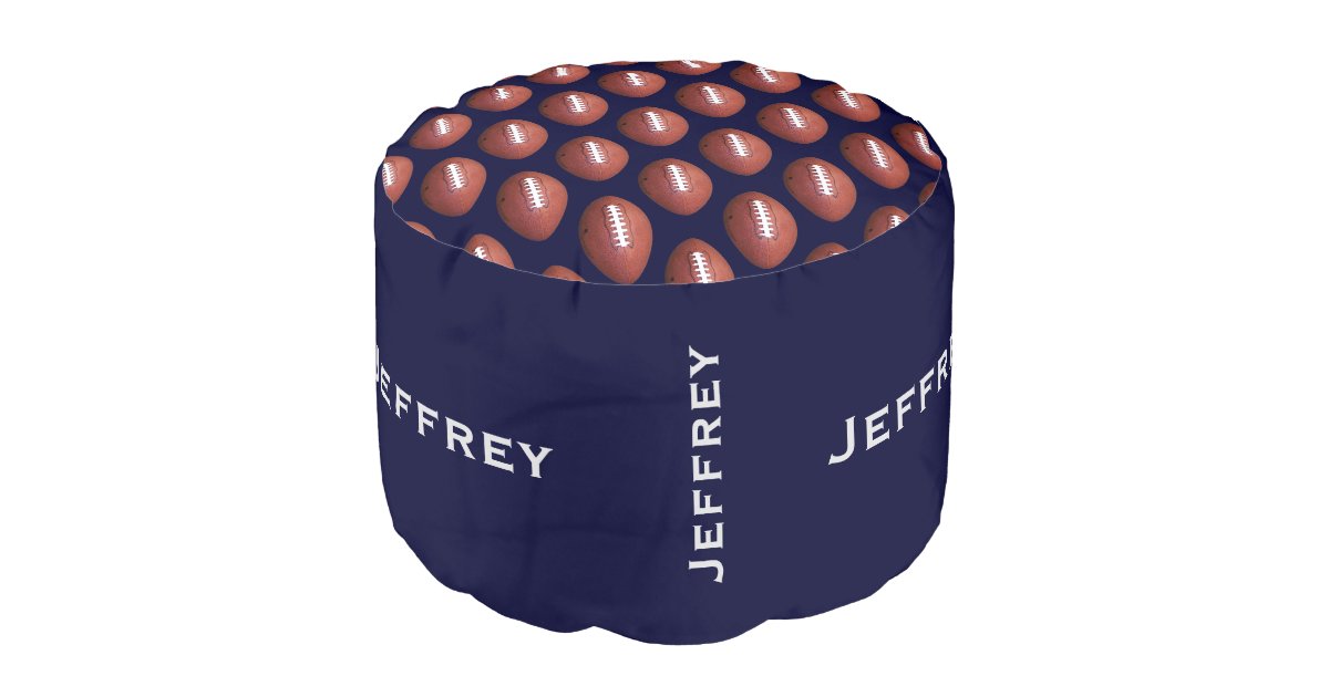 Personalized Name Football Blue Pouf | Zazzle