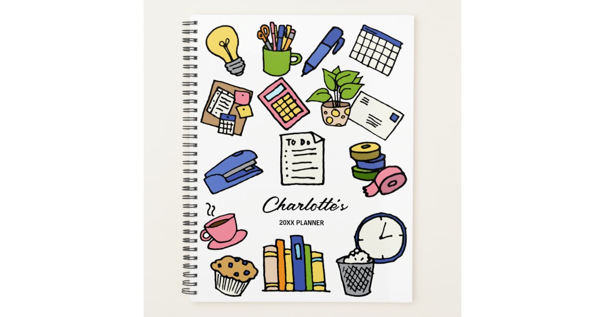 Personalized Name Fun Planning Icons Planner | Zazzle