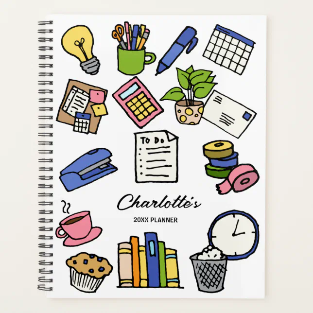 Personalized Name Fun Planning Icons Planner | Zazzle
