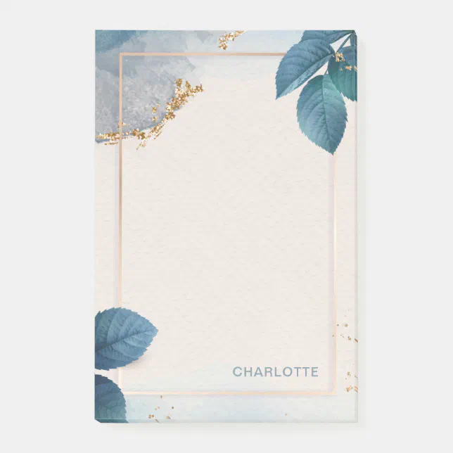 Personalized Name Gold Glitter Floral Watercolor Post-it Notes | Zazzle