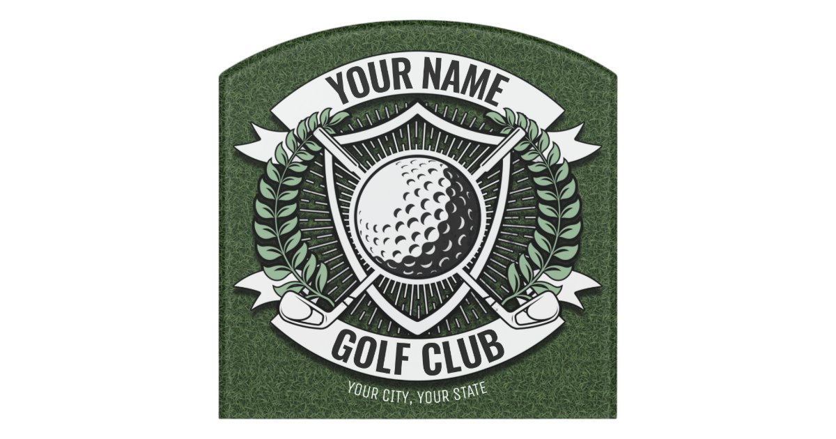 Personalized NAME Golfer Golf Club Turf Clubhouse Door Sign | Zazzle