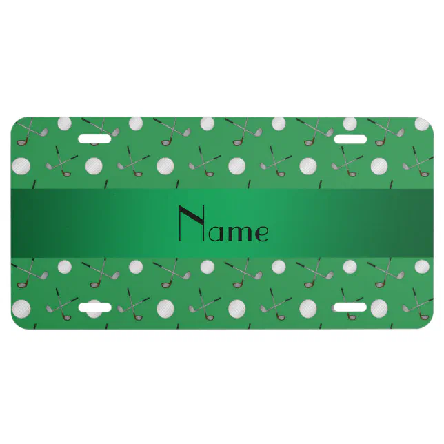 Personalized name green golf balls license plate | Zazzle