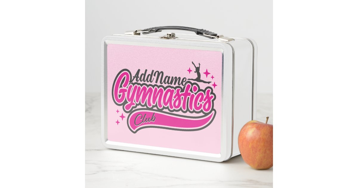 Personalized NAME Gymnast Split Leap Gymnastics Metal Lunch Box | Zazzle