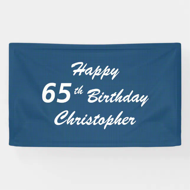Personalized Name Happy 65th Birthday Blue Plaid Banner | Zazzle