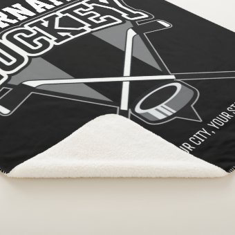 Personalized NAME Hockey Player Stick Puck Team Sherpa Blanket | Zazzle