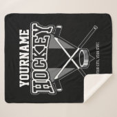 Personalized NAME Hockey Player Stick Puck Team Sherpa Blanket | Zazzle