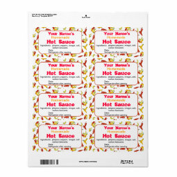 Personalized Name Hot Sauce Labels Chili Peppers | Zazzle