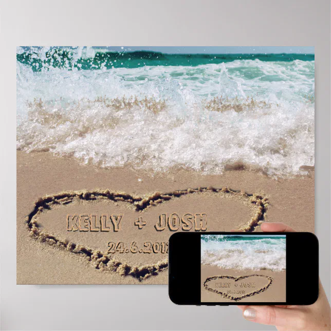 Personalized Name In Heart Sand Picture Poster | Zazzle