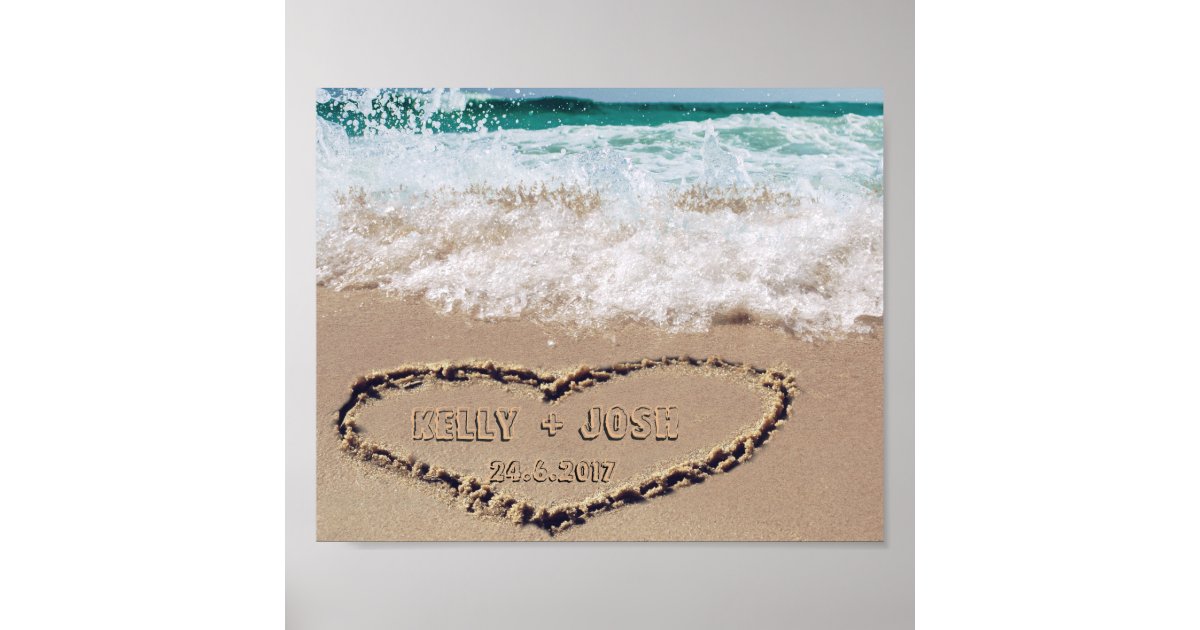 Personalized Name In Heart Sand Picture Poster | Zazzle