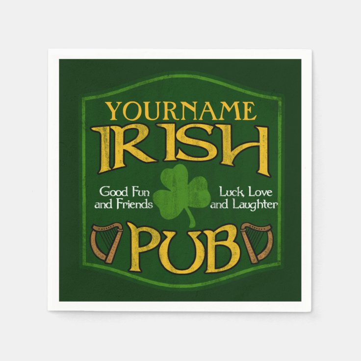Personalized Name Irish Pub Paper Napkins | Zazzle