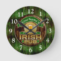 Personalized Name Irish Pub Sign St. Patrick's Day Round Clock | Zazzle
