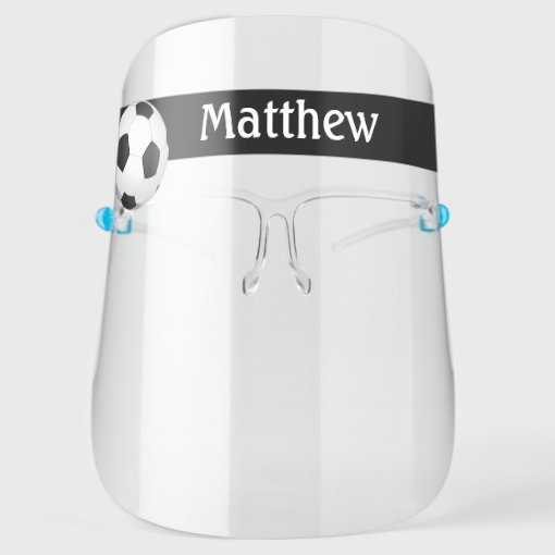 Personalized Name Kids Soccer ball Sports Face Shield | Zazzle