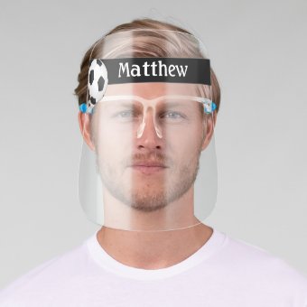 Personalized Name Kids Soccer ball Sports Face Shield | Zazzle