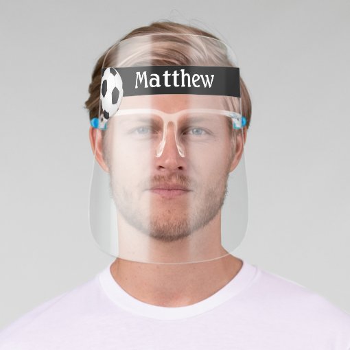 Personalized Name Kids Soccer ball Sports Face Shield | Zazzle