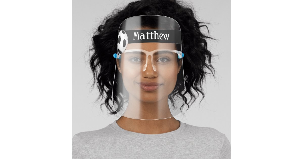Personalized Name Kids Soccer ball Sports Face Shield | Zazzle