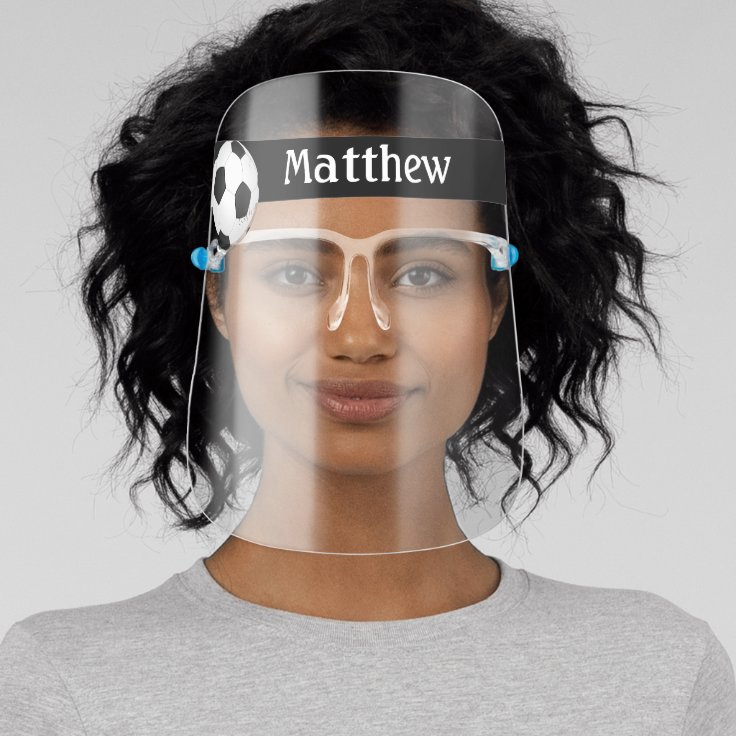 Personalized Name Kids Soccer ball Sports Face Shield | Zazzle