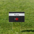 Personalized name ladybug black polka dots yard sign | Zazzle