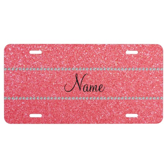 Personalized name light pink glitter diamonds license plate | Zazzle.com