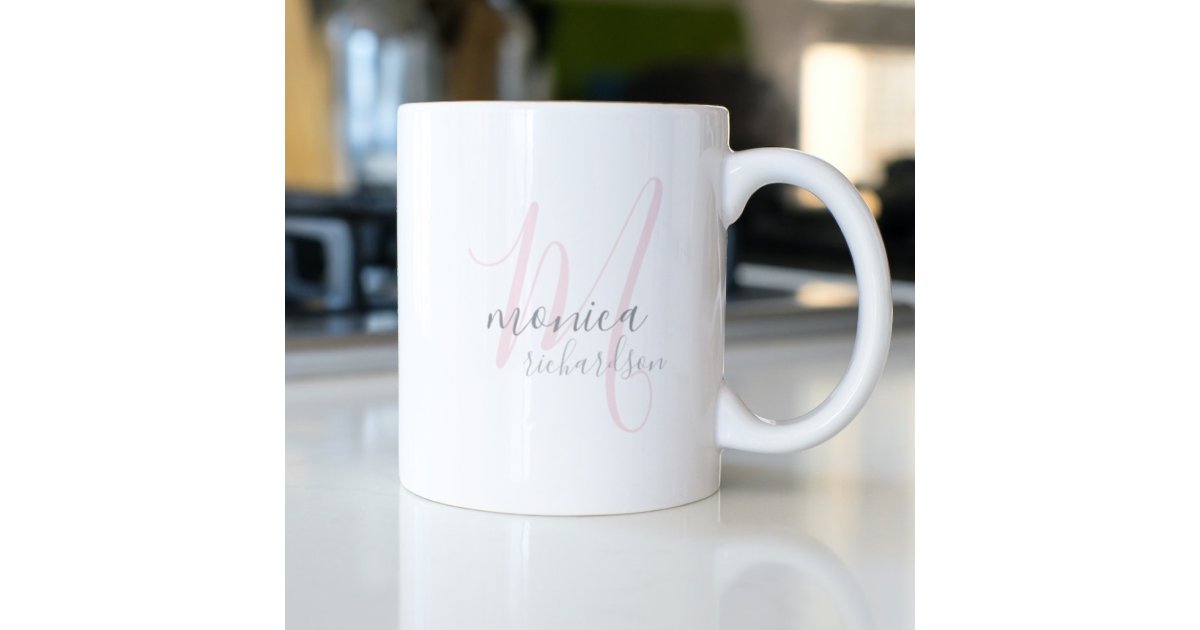personalized name . M monogram white Coffee Mug | Zazzle