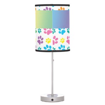 Personalized name manatee rainbow paws table lamp | Zazzle