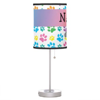 Personalized name manatee rainbow paws table lamp | Zazzle