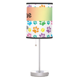 Personalized name manatee rainbow paws table lamp | Zazzle