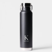 Personalized name monogram black and white water bottle | Zazzle