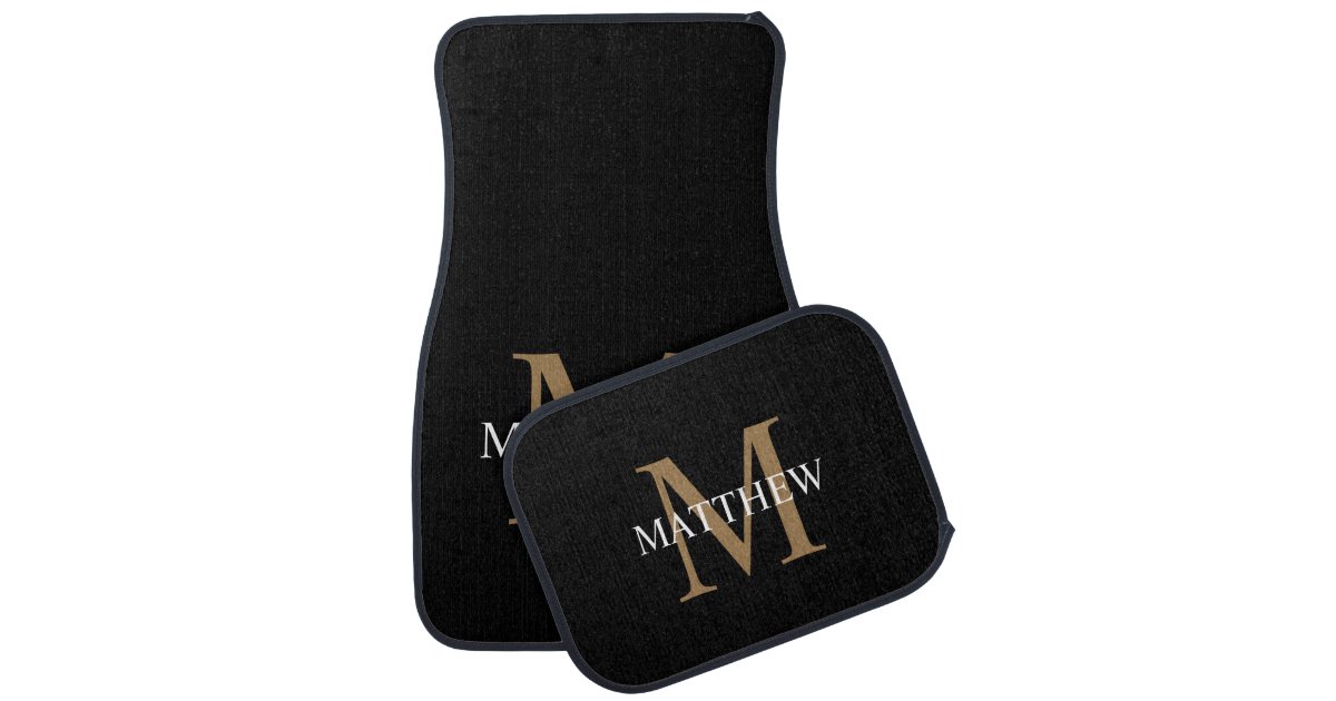 Personalized Name Monogram Black Car Floor Mat | Zazzle