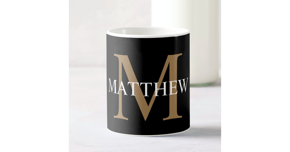Personalized Name Monogram Black Coffee Mug | Zazzle