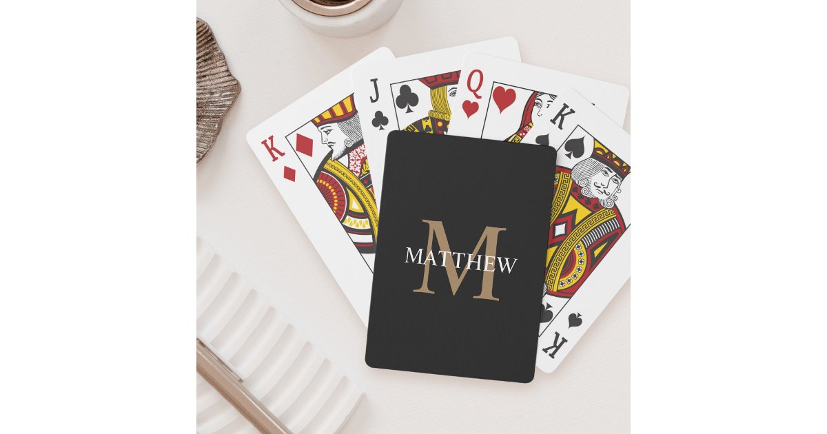 Personalized Name Monogram Black Poker Cards | Zazzle