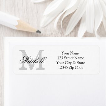 Personalized name monogram return address labels | Zazzle