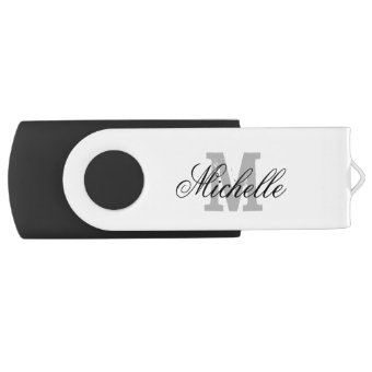 Personalized name monogram USB flash drive | Zazzle