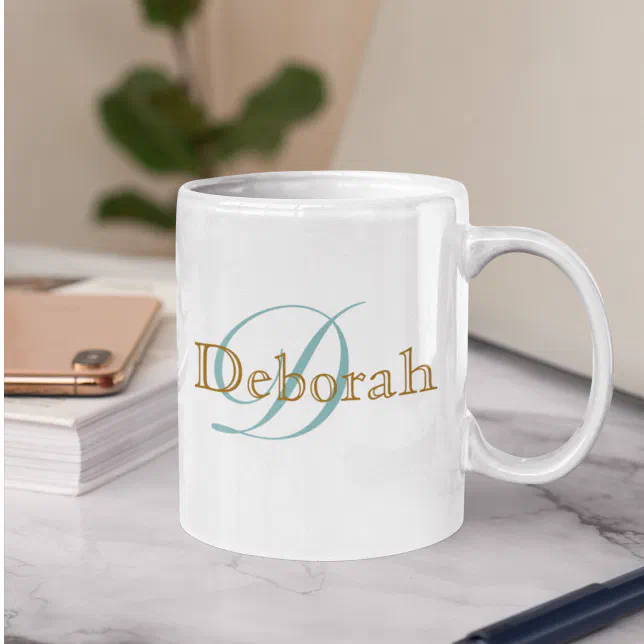 Personalized Name Monogram White Coffee Mug | Zazzle