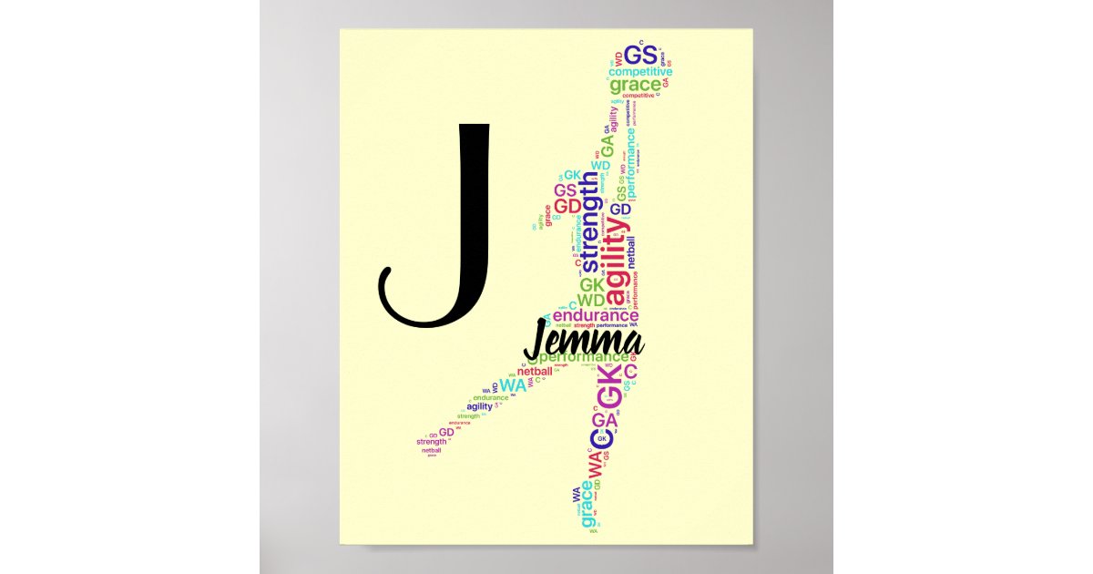 Personalized Name Motivational Netball Poster | Zazzle