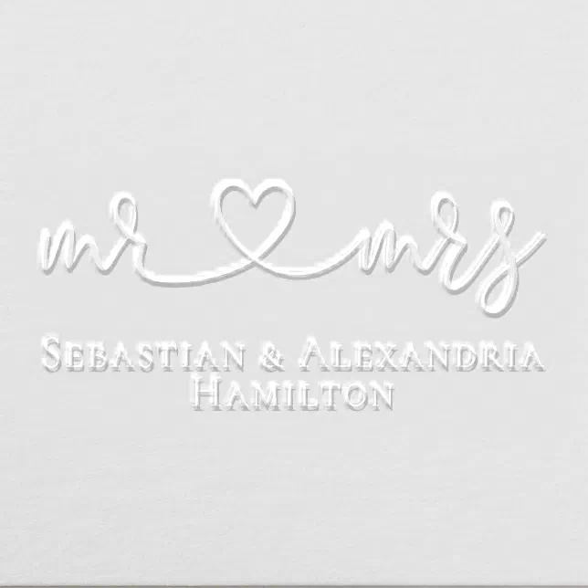 Personalized Name Mr and Mrs Love Heart Embosser | Zazzle