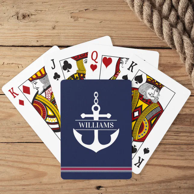 Personalized Name Nautical Anchor Poker Cards | Zazzle