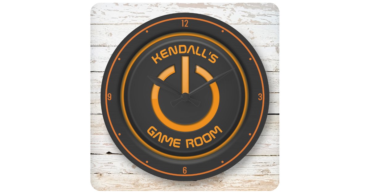 Personalized NAME Neon Power Button Game Room Sign Large Clock | Zazzle