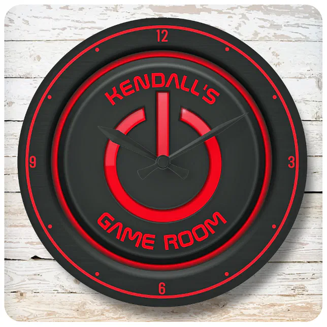 Personalized NAME Neon Power Button Game Room Sign Large Clock | Zazzle
