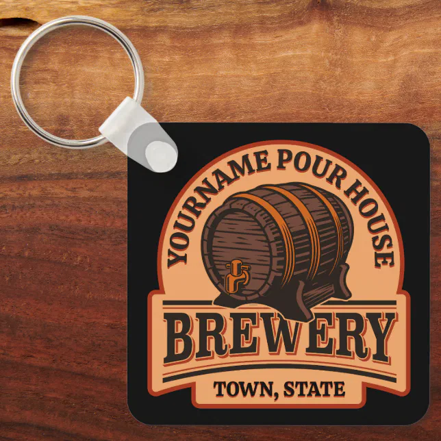 Personalized NAME Old Oak Barrel Beer Keg Brewery Keychain | Zazzle