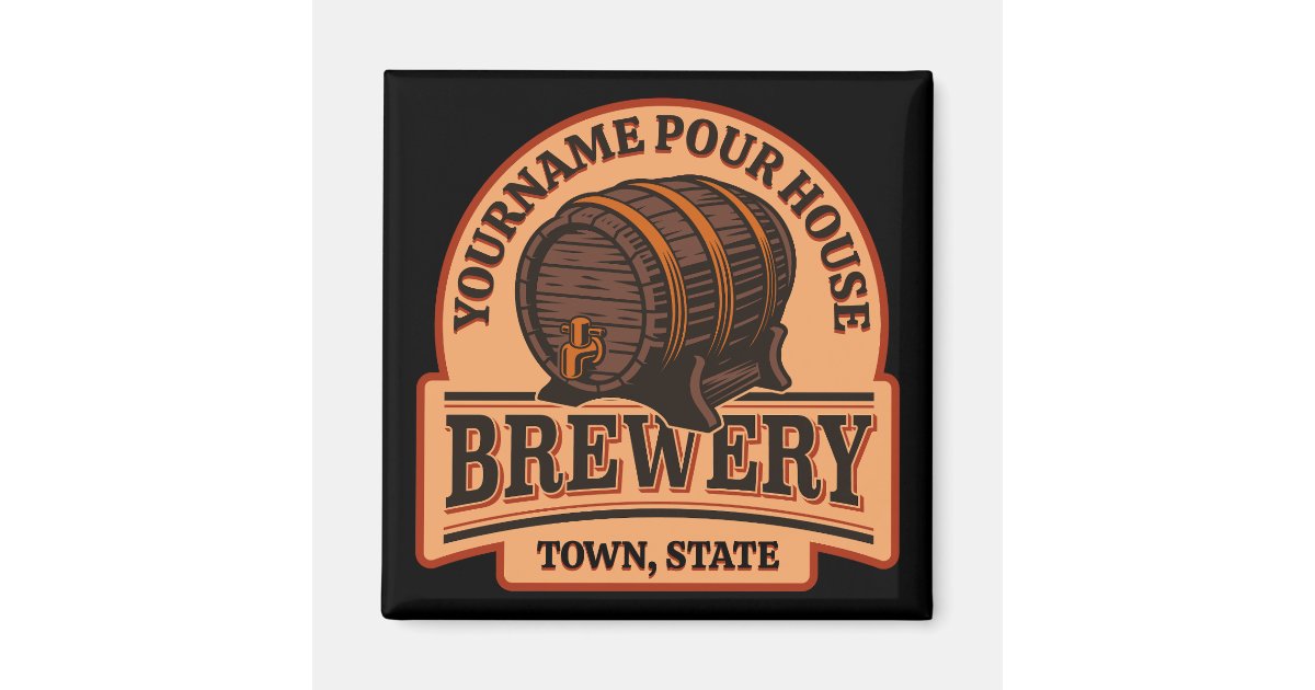Personalized NAME Old Oak Barrel Beer Keg Brewery Magnet | Zazzle