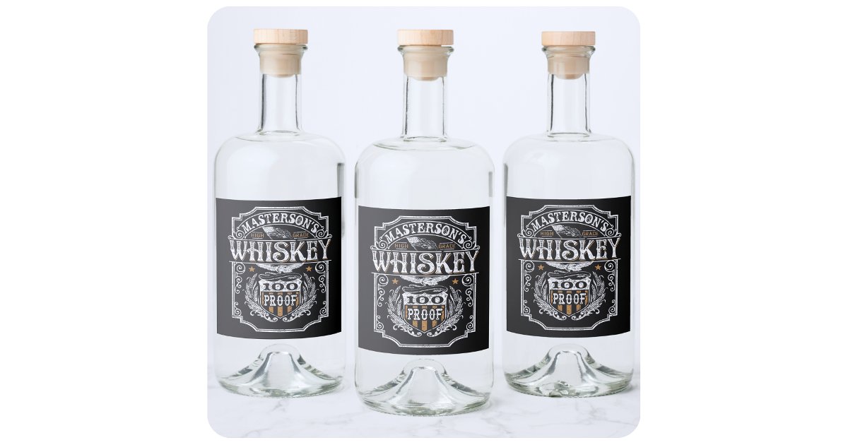 Personalized NAME Old West Whiskey Brewery Bar Liquor Bottle Label | Zazzle