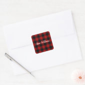 personalized name on buffalo plaid square sticker | Zazzle