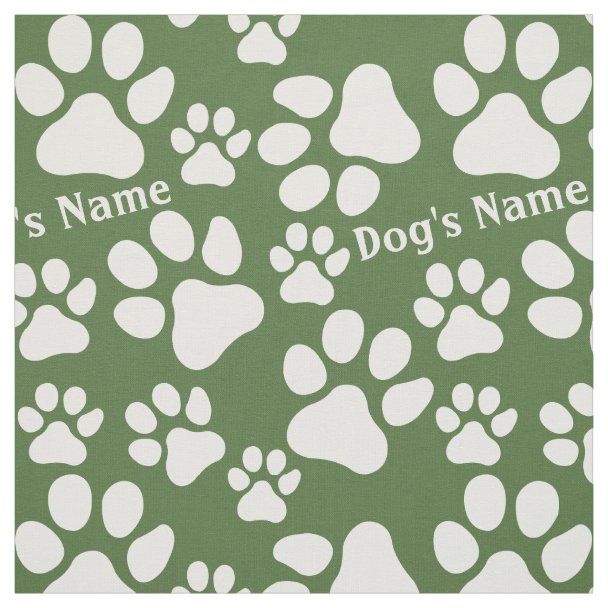 Green Paw Print Pattern Fabric | Zazzle