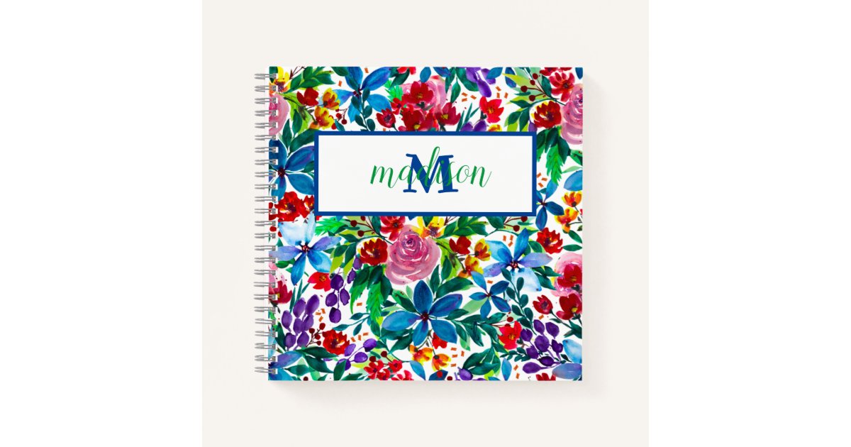 Personalized Name Phoebe Watercolor Floral Notebook | Zazzle