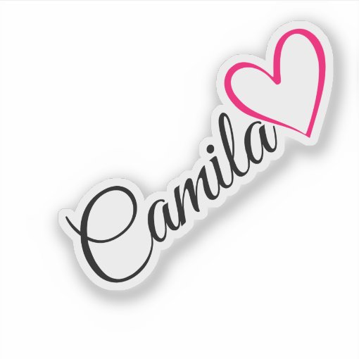 Personalized Name Pink Calligraphy Heart Text Sticker | Zazzle